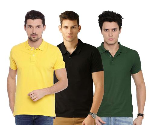 Buy Fastoche Men Multicolor Cotton Blend Polo Tshirt (Pack Of 3) Online ...