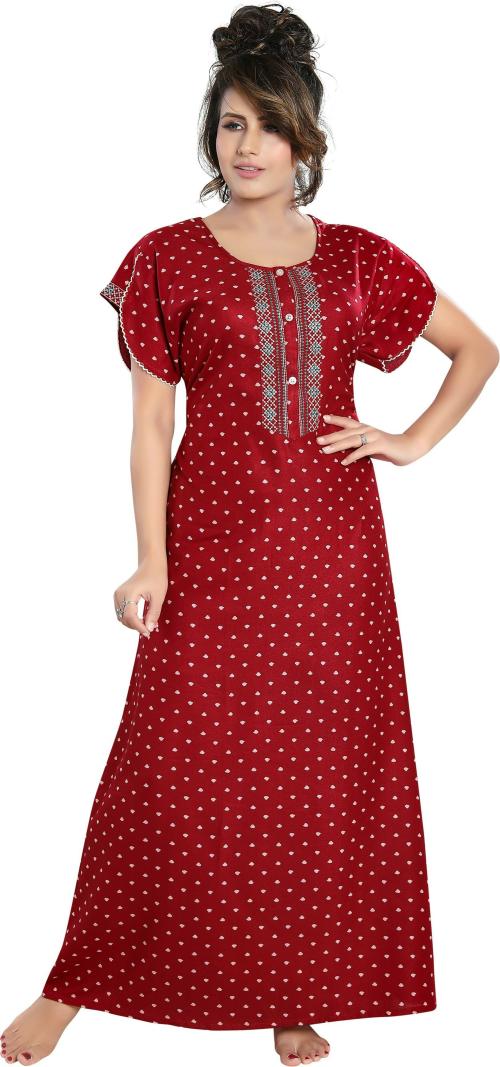 Buy Pearl Night Wears Womens Red Viscose Rayon Nighty - Large Online at ...