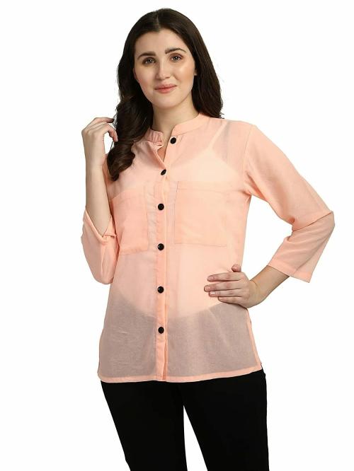 Buy Smarty Pants Women Peach Solid Georgette Shirt S Online at Best Prices in India - JioMart.
