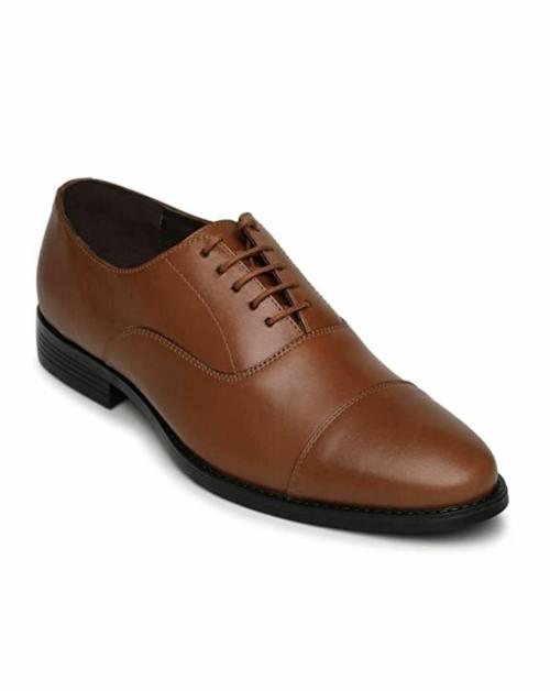 Buy Shunox Men Lace-Up Oxford Toe Cap Formal Shoes (Tan) Online at Best ...