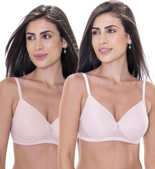 Buy Aavow Women Pink Cotton Blend Pack Of 2 Full Coverage Lightly Padded Bra (42B) Online at ...