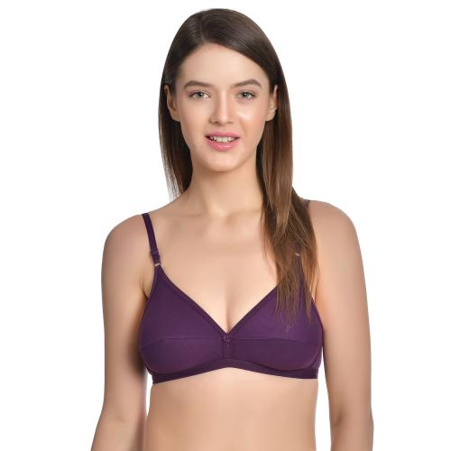 Buy Aimly Women's Cotton Polyester Non-Padded Non-Wired Low Coverage Regular Bra Purple 40B ...