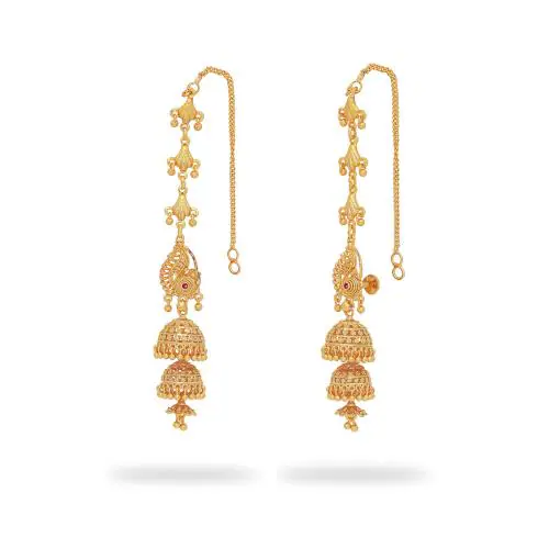 Buy arch fashion Traditional Gold Platted Long Kanchan Chain Jumkhi Earring ERG1626 Online at ...