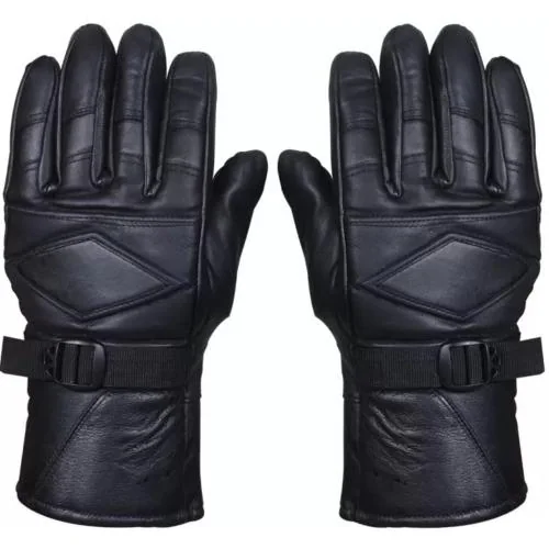 Buy SIDEWOK Men Black Solid Leather Warm Winter Riding Gloves, Protective Cycling Bike ...