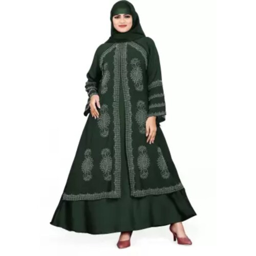 Buy BHUMIFAB Abaya Burqa-02 Nida Matte Solid Burqa With Hijab (Green ...