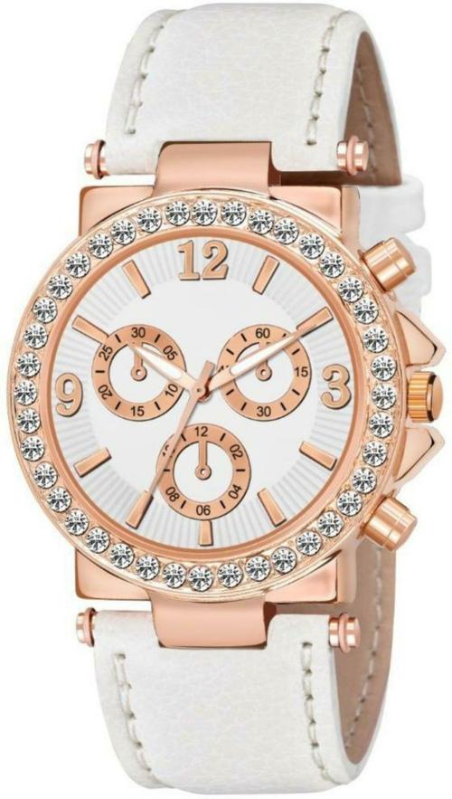 Buy Miss Perfect Analog White Chrono Dial Leather Strap Wrist Watch for ...