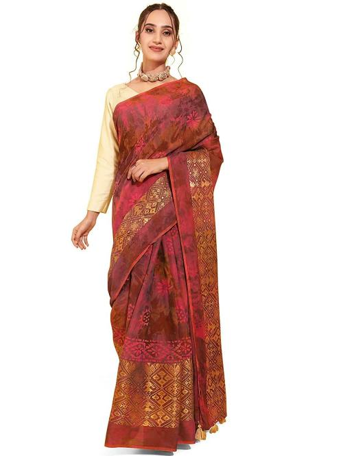 Buy Dungrani Wine Batik Modal Women Saree With Blouse Pic Online at ...