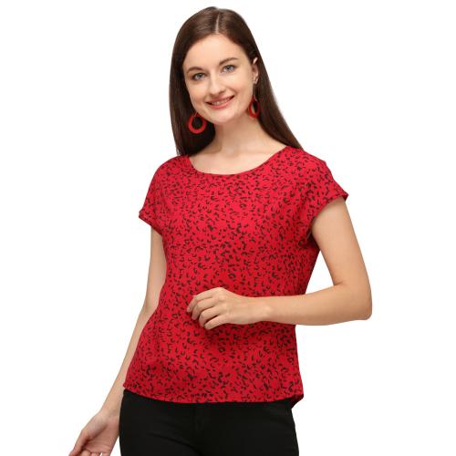 Buy MYY Women's Crepe Animal Printed Red Color Top Online at Best ...