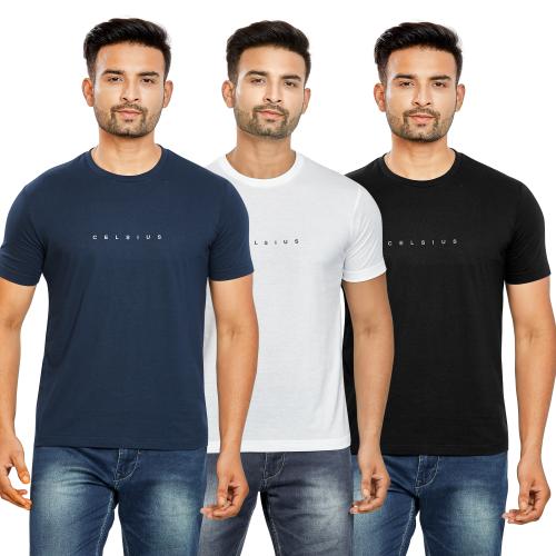 Buy Celsius Men's Crew Neck Half Sleev Slim FIT T-Shirt (Pack of 3 ...