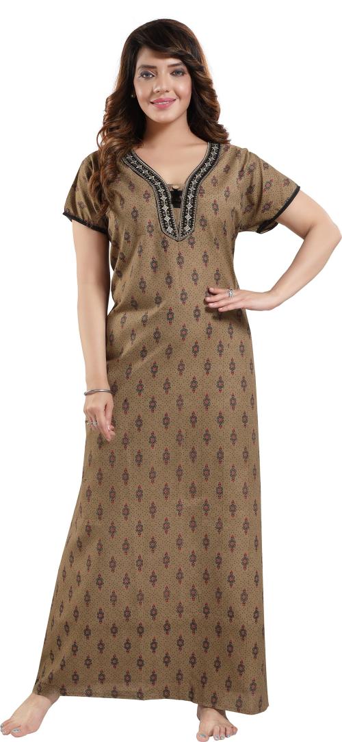Buy Trundz Women Beige Printed Cotton Nighty Online at Best Prices in ...
