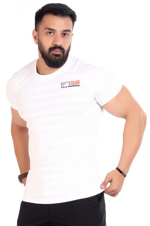 Buy Fuaark Emblem Sports and Gym Half Sleeve Tshirt White Online at ...