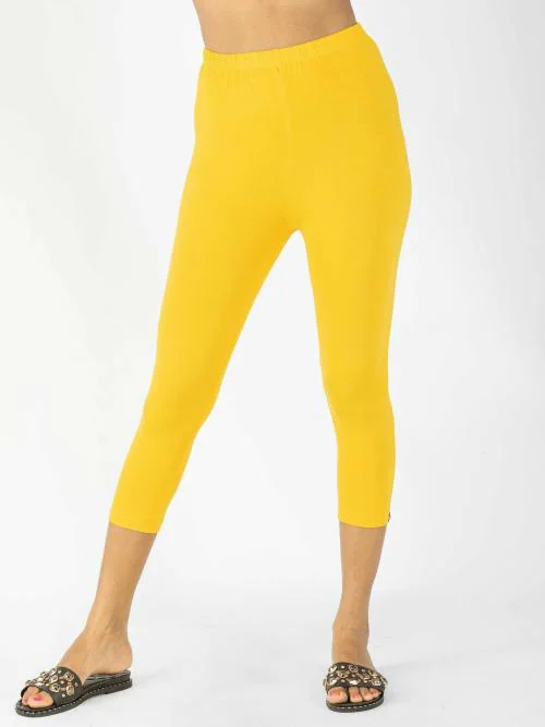 Buy Indian Flower Women Yellow Capri Leggings Online at Best Prices in ...