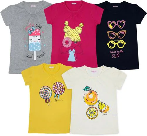 Buy Luke&lilly Girls pack of 5 tshirt Online at Best Prices in India ...