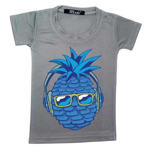 Buy Rish Boys And Girls Grey Printed Polyester Half Sleeves T-Shirts ...