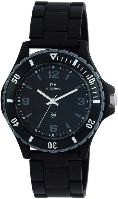 Buy Maxima Analog Black Dial Black Strap Watch For Men (56003PPGN ...