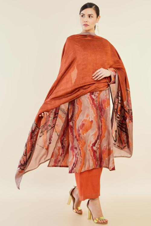 Buy Soch Women Earth Abstract Printed And Embroidered Muslin Suit Set ...