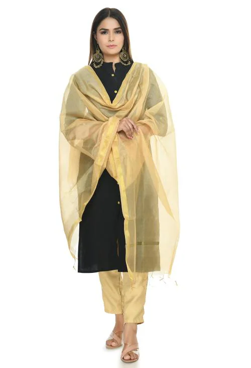 Buy Moeza Women Gold Banarsi Piping Dupatta Online at Best Prices in ...