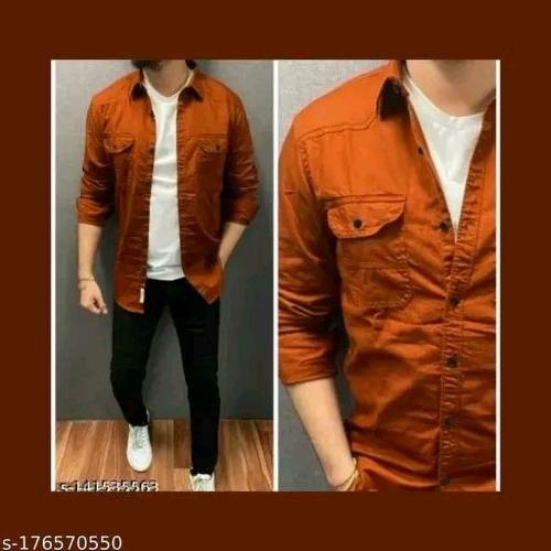 Buy NUMERO-CLOTHES FASHION Men Rust Striped Cotton Blend Casual Shirts ...