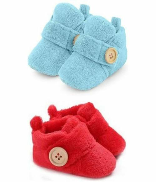 Buy BASICS21 Baby Girls And Baby Boys Blue Soft Base Booties Online at ...