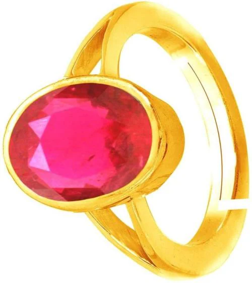 Buy Chopra Gems & Jewellery Gold Plated Brass Burma Ruby Stone Ring (Men and Women) - Adjustable ...