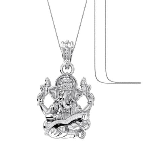 Buy Akshat Sapphire Pure Silver God Ganesha Pendant With Chain Suitable ...