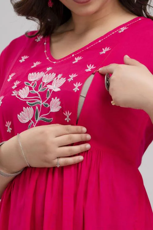 Buy Step Queen Maternity Feeding Gown Dress For Women Ladies Online at ...