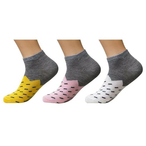 Buy JOSHWA Women Yellow, Purple And White Pure Cotton Shoe Liner Socks ...