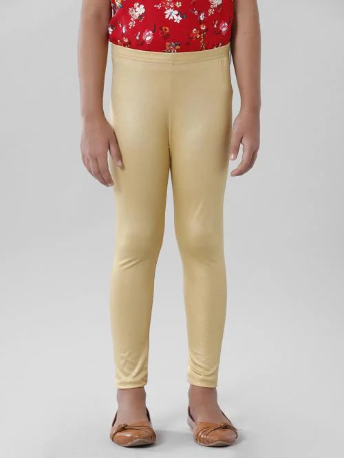 Buy De Moza Girls Gold Solid Polyester Legging (12-13 Years) Online at ...
