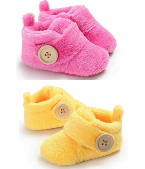 Buy BASICS21 Baby Girls And Baby Boys Pink Soft Base Booties Online at ...