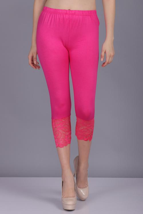 Buy Women Pink Lace Capri (Pack Of 1) Online at Best Prices in India ...