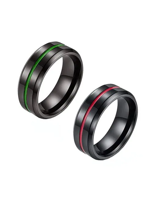 Buy Kairangi By Yellow Chimes Black Stainless Steel Grooved Center Band ...