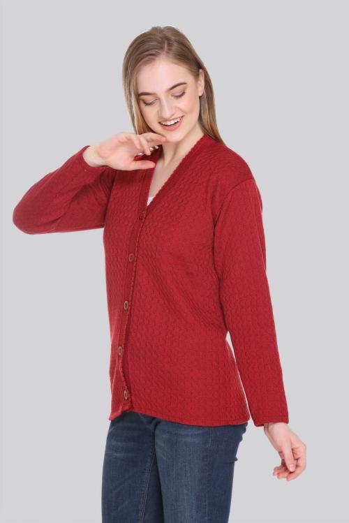 Buy Curious Fashion Women Maroon Solid Acrylic Blend Sweater Online at ...