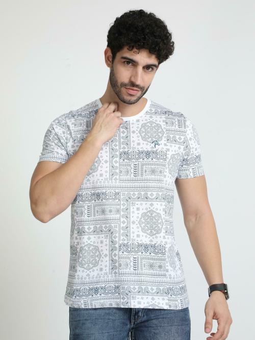 Buy Classic Polo Printed Men Round Neck White T-Shirt Online at Best ...