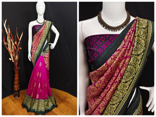 Buy Kashvi Saree Women Pink Self Design Pattern Georgette Single Saree ...