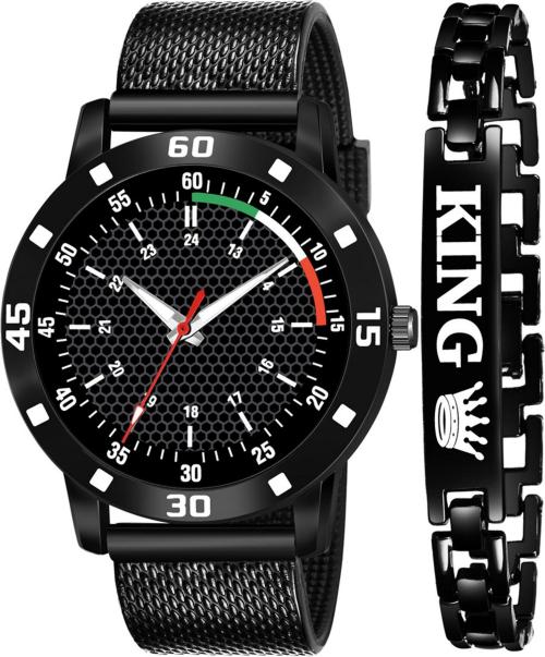 Buy CRAB Analog Black Watch And Bracelet Combo Men and Boys Online at ...