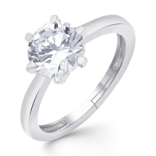 Buy Zalkari Trendy Pure 925 Sterling Silver Solitaire Womens Engagement Ring Online at Best ...