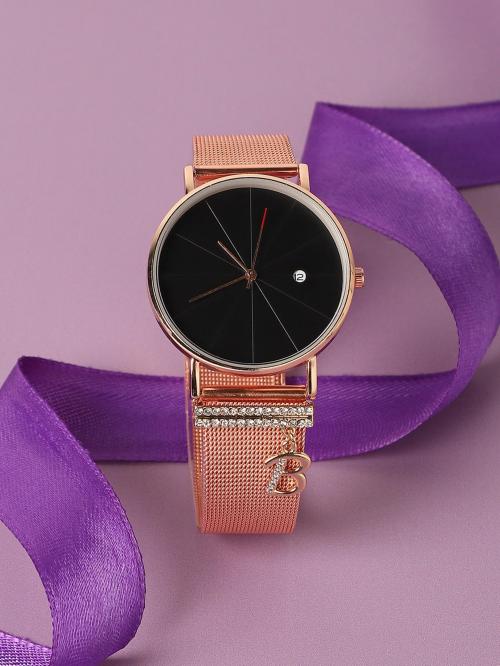 Buy HAUTE SAUCE by Campus Sutra Round Analog Watch With B Liberty Initial Watch Charm Online at ...