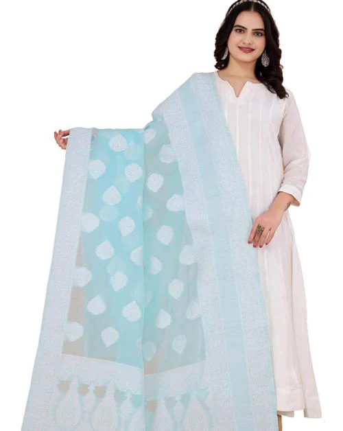 Buy DESI BUTIK Chanderi Dupatta with Lakhnavi Work, 36 * 102 inches ...