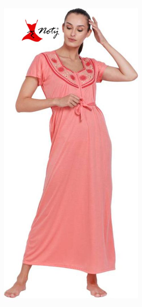 Buy Noty Women's- Nighty/Maxi/Gown- Knitted Hosiery Cotton Fabric ...