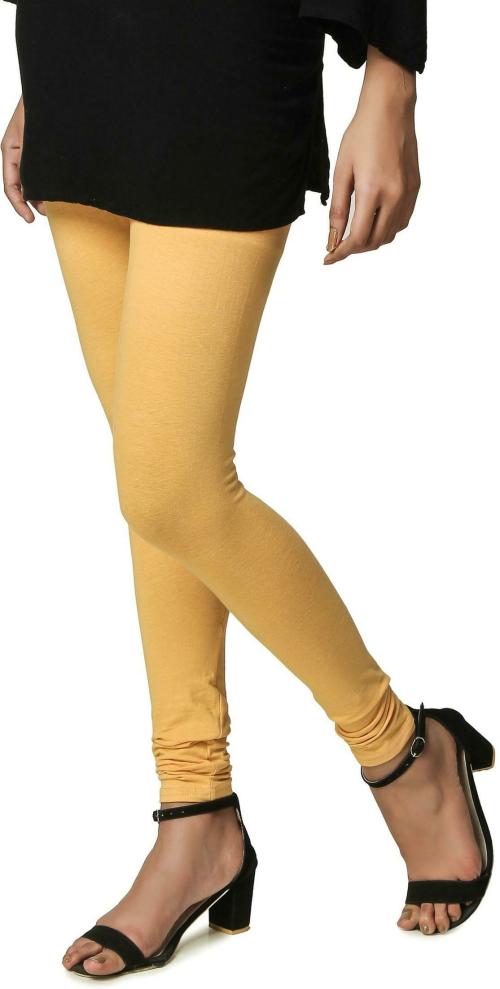 Buy SwaNit Women Gold Solid Hosiery Leggings Free Size Online at Best ...