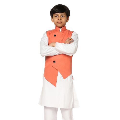 Buy TAHVO Kids Angrakha Peach nehru jacket Online at Best Prices in ...