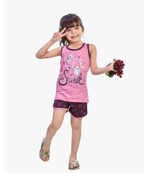 Buy Little Funky 100% Pure cotton Girls sleeveless printed casual summerwear clothing set Online ...