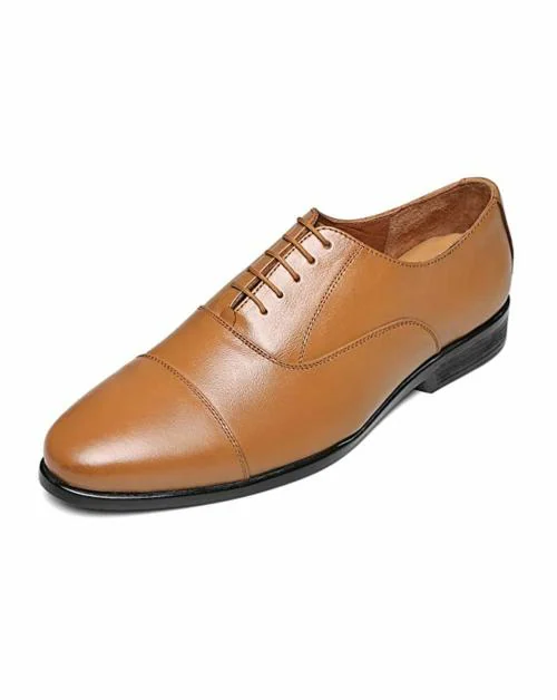 Buy Shunox Men Oxford Toe Cap Formal Shoes (Tan) Online at Best Prices ...