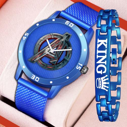 Buy Daniel Jubile Analog Avanger With King Bracelet With King Bracelet Blue Dial Blue PU Strap ...