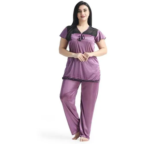 Buy NIGHT KEYS Women Colorblock Purple Top & Pyjama Set () Online at ...