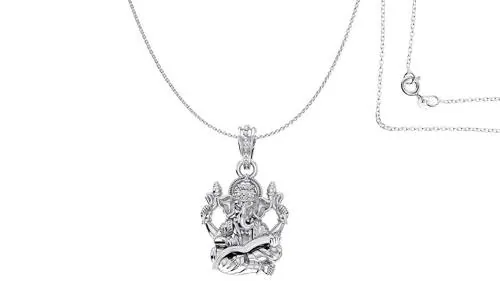 Buy Akshat Sapphire Pure Silver God Ganesha Pendant With Chain Suitable ...