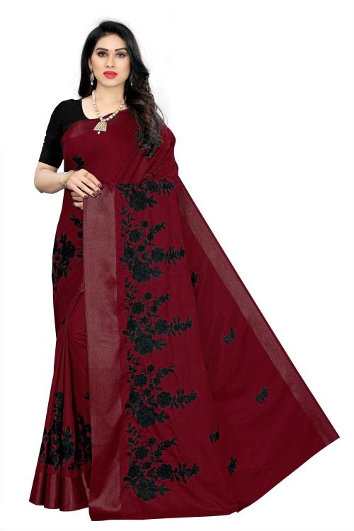 Buy SAREYA VEELA Daily Wear Women Green Embroidered Cotton Silk Sarees ...