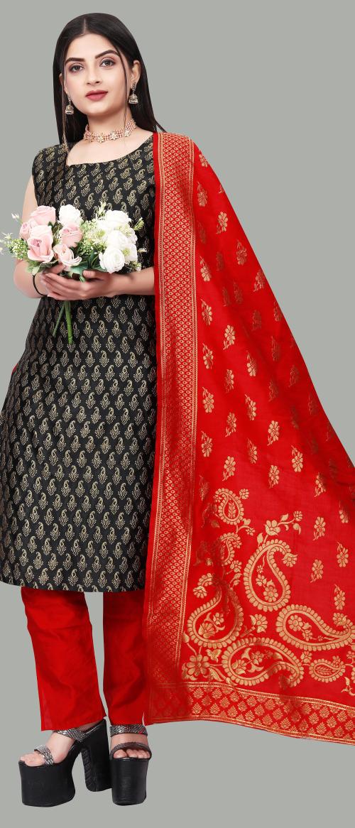 Buy sukhnath creation Women's Silk Blend Black Straight Kutra, Pant ...