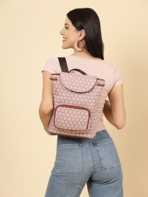 Buy Anekaant Uno Dusty Pink Geometric Quilted Polyester Backpack Online ...