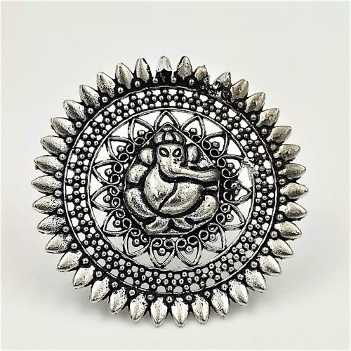 Buy Yash Jewels Emporium Silver-Plated Brass Adjustable Classic Ring ...